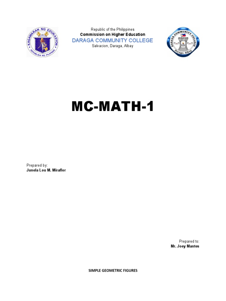 MC-MATH-1: Daraga Community College | PDF | Line (Geometry) | Geometry
