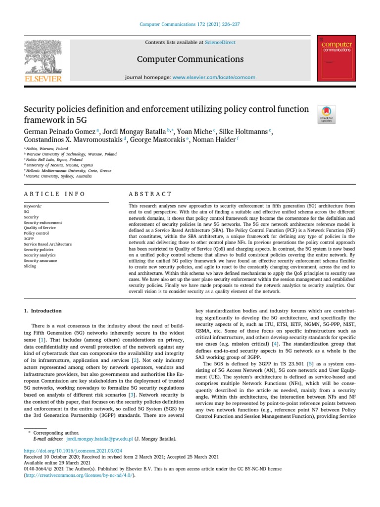 Security Policies Definition and Enforcement Utilizing Po - 2021 - Computer Comm | PDF | Quality ...