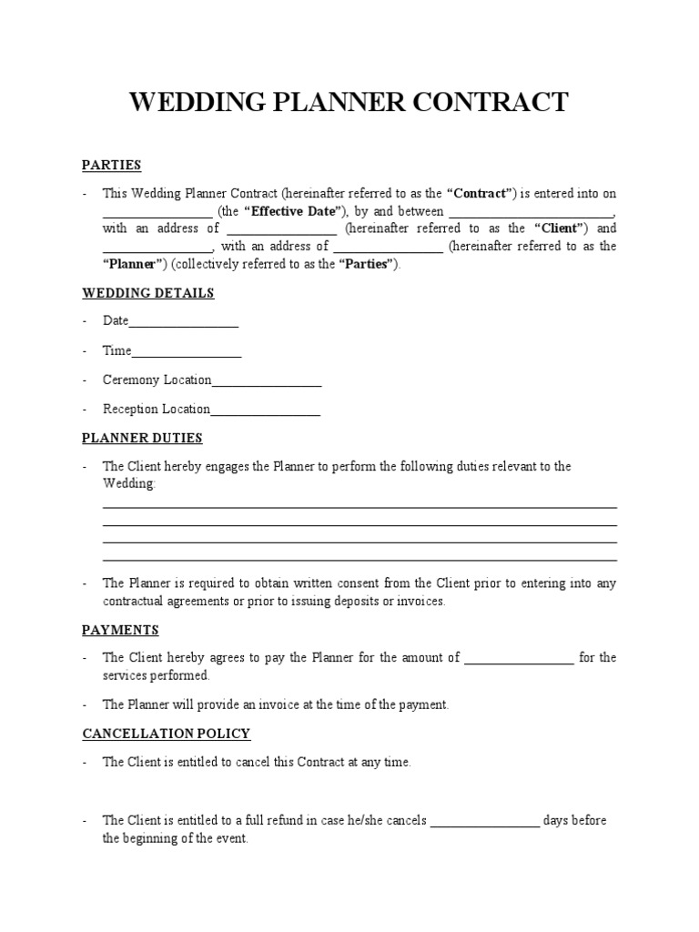 Wedding Planner Contract Template Signaturely | PDF | Legal Concepts ...