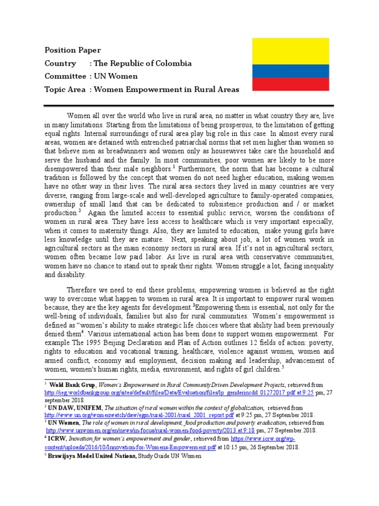 Position Paper Country: The Republic of Colombia Committee: UN Women ...