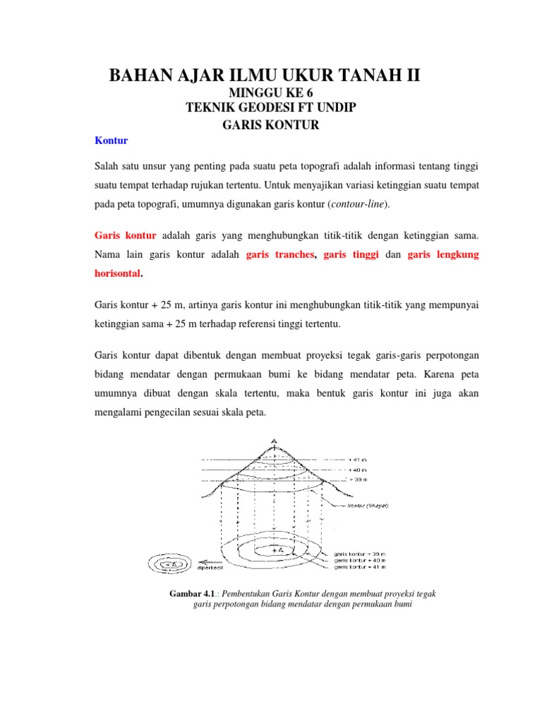 BAHAN AJAR MINGGU KE 6 - Garis Kontur - PDF | PDF