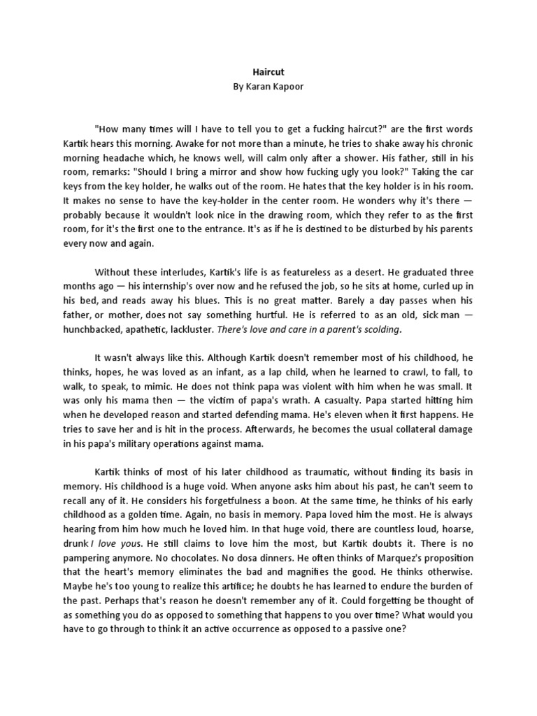 Haircut (A Short Story) | PDF | Memory