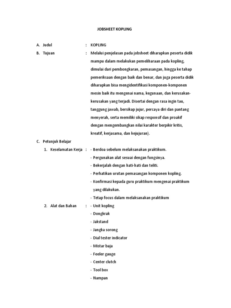 Pemeliharaan dan Pemasangan Kopling | PDF