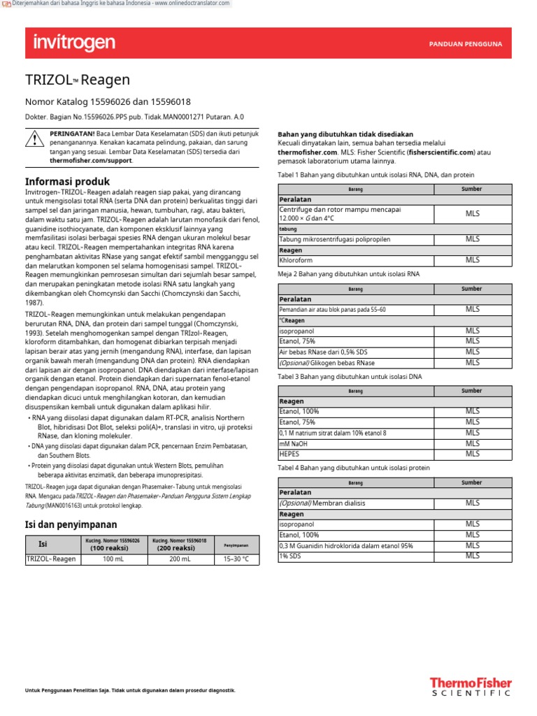 Trizol Reagent - En.id | PDF