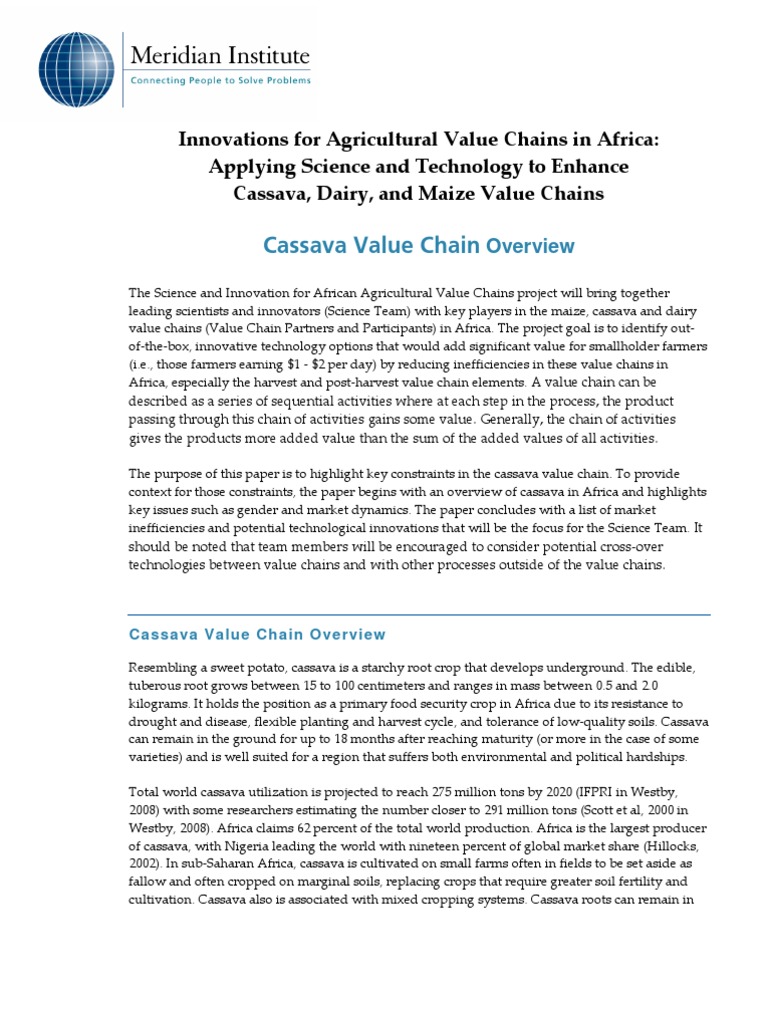 Cassava Value Chain Overview 090527 Final | PDF | Food Security ...