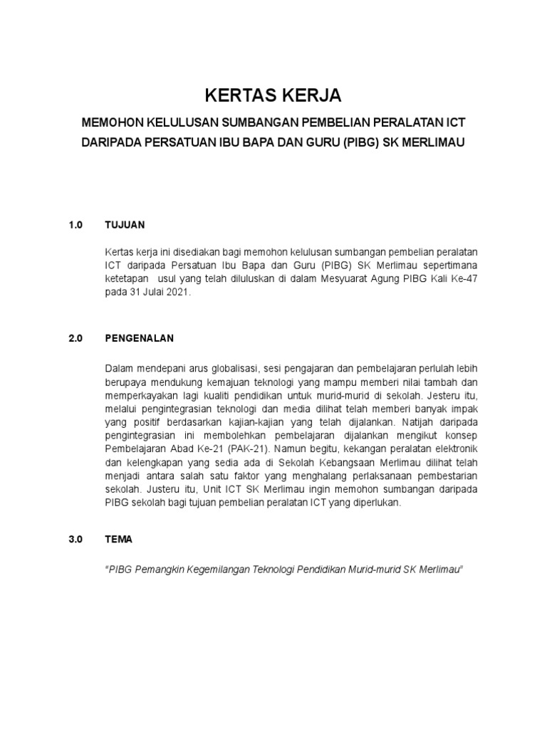 Kertas Kerja Ict | PDF