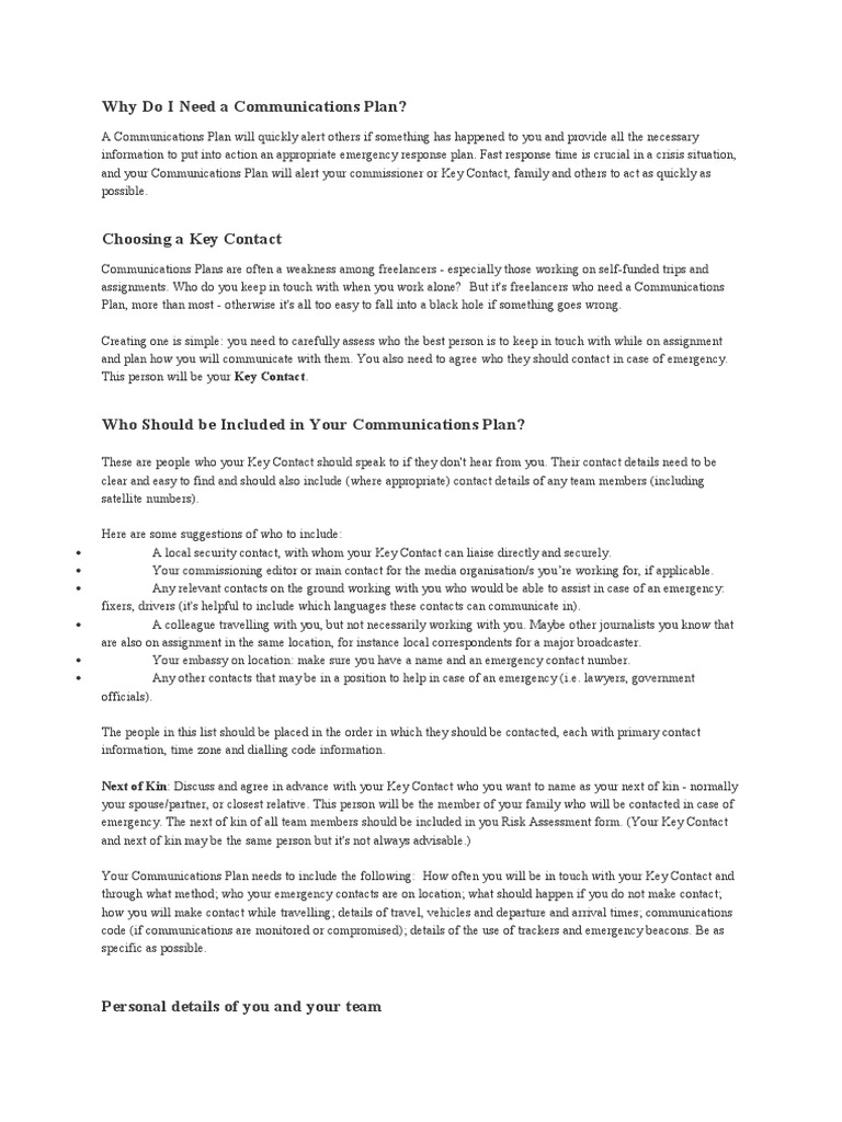 Why Do I Need A Communications Plan | PDF | Communication