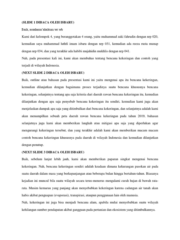(Revisi) Script Yang Benar Bencana Kekeringan | PDF