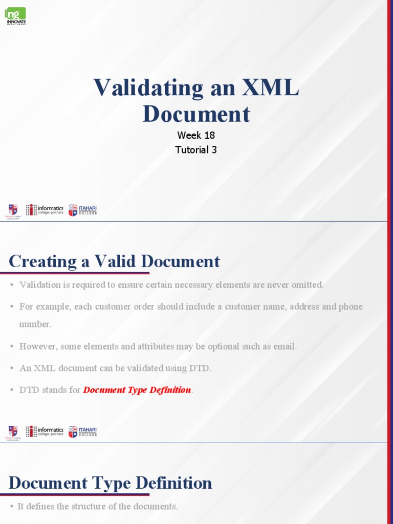 Validating An Xml Document Week 18 Tutorial 3 Pdf Xml Web Standards 4202