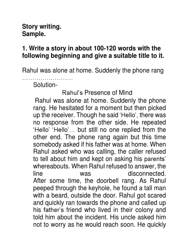 Story Writing (Sample) | PDF