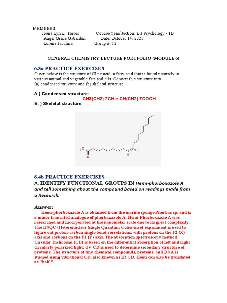6.3A Practice Exercises: General Chemistry Lecture Portfolio (Module 6 ...