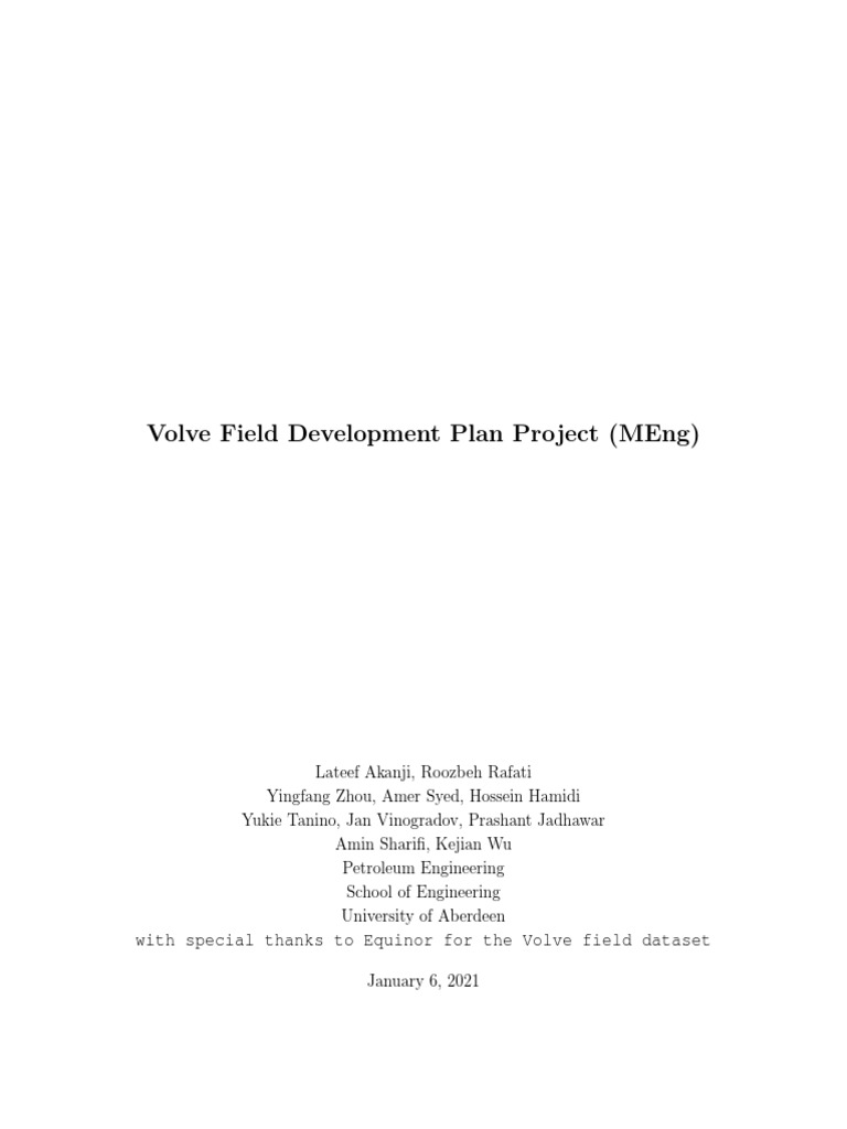 Volve Field Development Plan Project (Meng) | PDF | Petroleum Reservoir ...