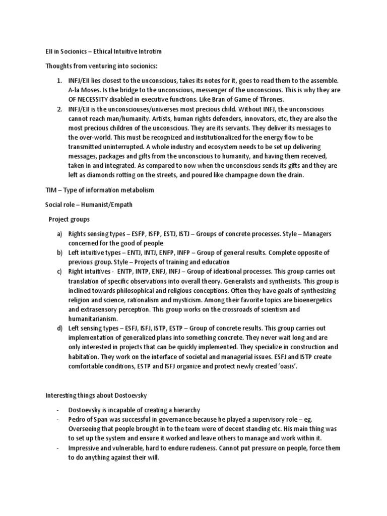 Dostoevsky - EII in Socionics | PDF | Unconscious Mind | Face