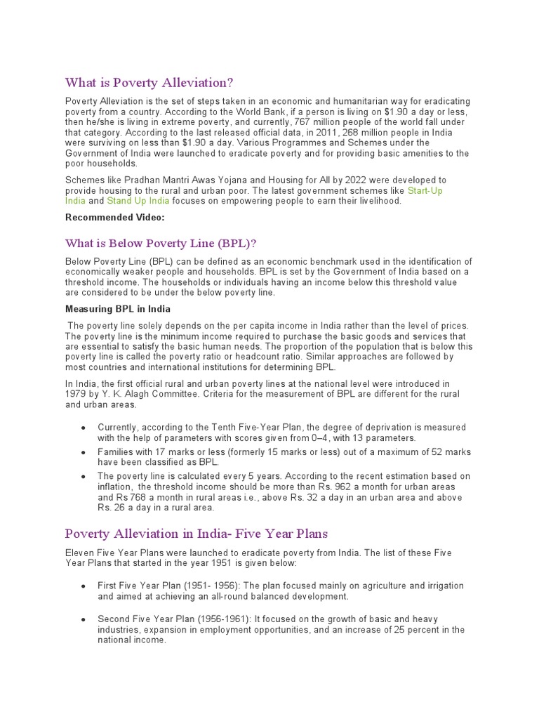 Poverty Alleviation in India | PDF | Economy Of India | Government