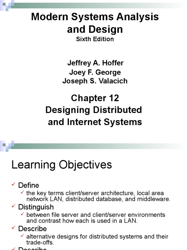 Chapter 12 - Designing Distributed and Internet Systems | PDF | Data Warehouse | Databases