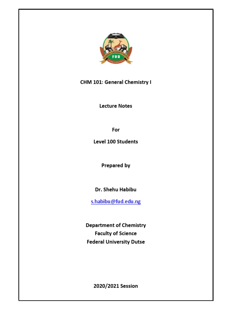 CHM 101 General Chemistry I - LN - Part 1 | PDF | Gases | Reaction Rate CHM 101 General Chemistry I - LN - Part 1 | PDF | Gases | Reaction Rate