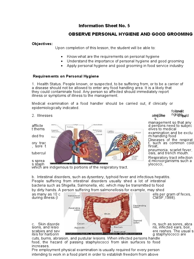 Ohs-Info Sheet No. 5 | PDF | Hygiene | Foods