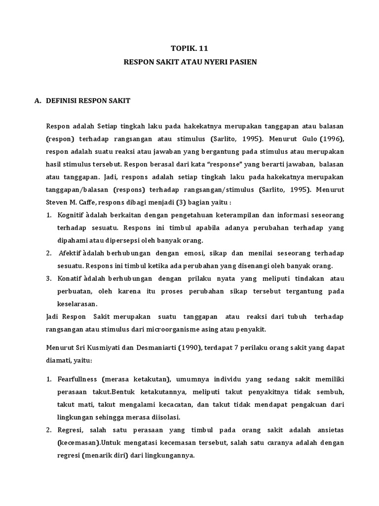Respon Nyeri dan Sakit pada Pasien | PDF | Pengembangan Diri