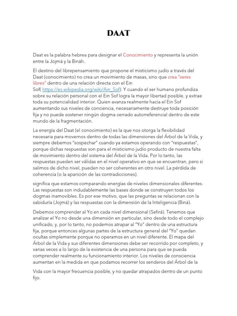 Daat: Conocimiento en la Cábala | PDF | Conocimiento | Kábala