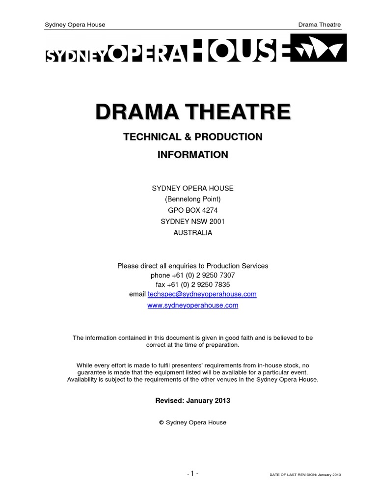 Drama Theatre Technical & Production Information | PDF
