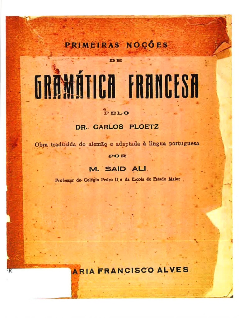 Primeiras Nocoes de Gramatica Francesa Carlos-Ploetz | PDF | Gramática ...