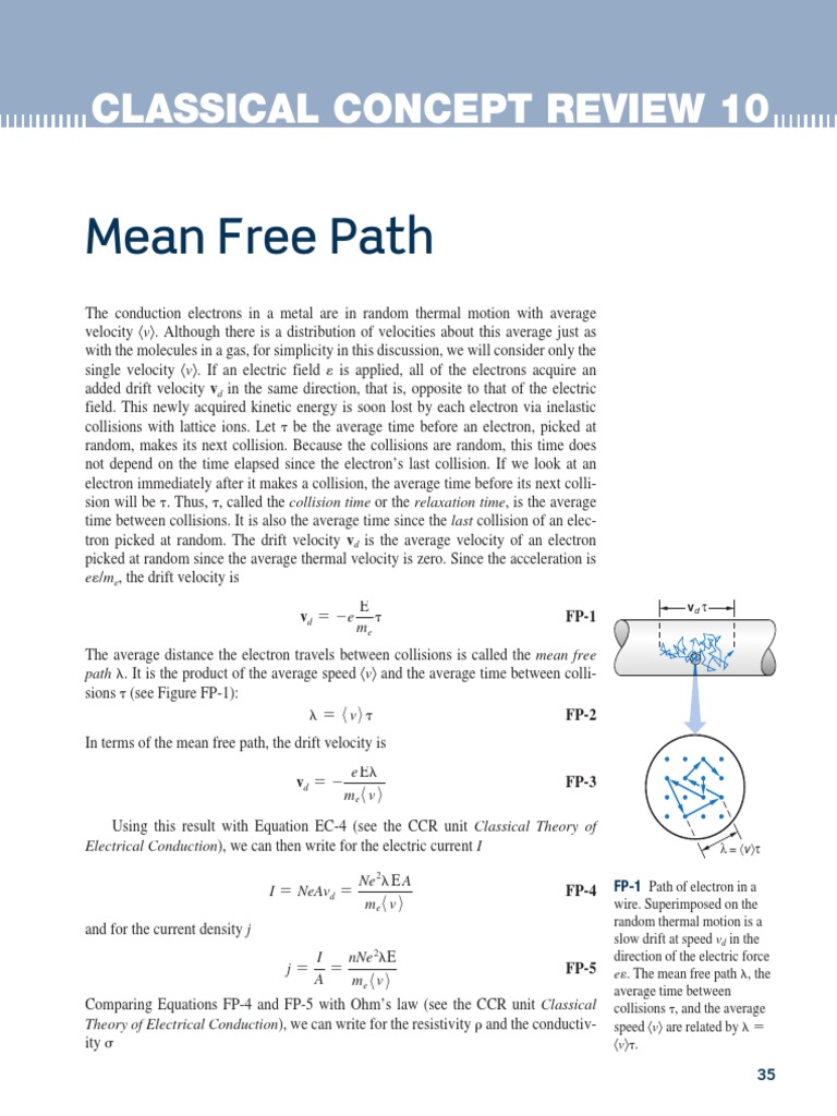 Mean Free Path and Collision Time in Metals | PDF | Collision ...