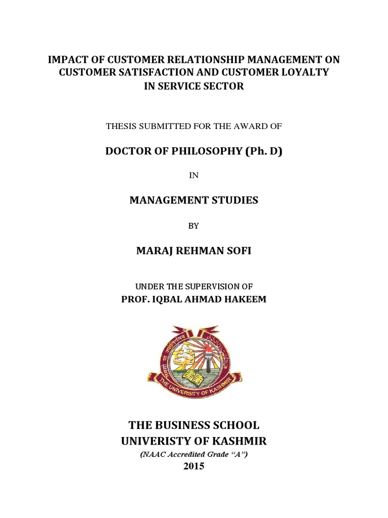 CRM's Impact on Satisfaction and Loyalty | PDF | Customer Relationship ...
