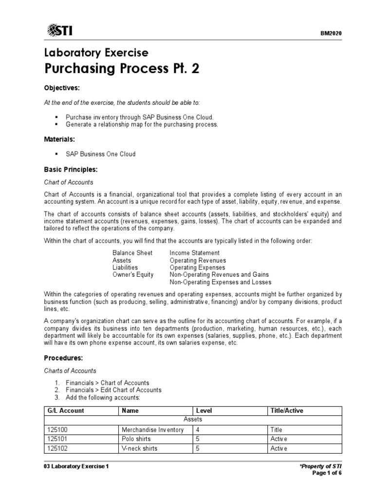 Purchasing Process Pt. 2: Laboratory Exercise | PDF | Expense | Equity ...