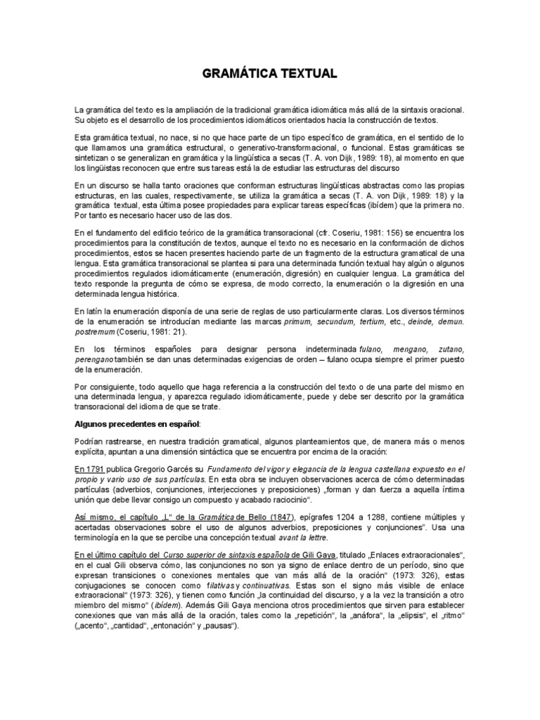 Gramática Textual | PDF | Gramática | Lingüística