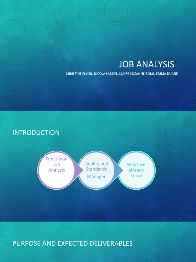 Job Analysis: Christine Flynn, Nicola Larkin, Claire-Suzanne Borg, Emma ...