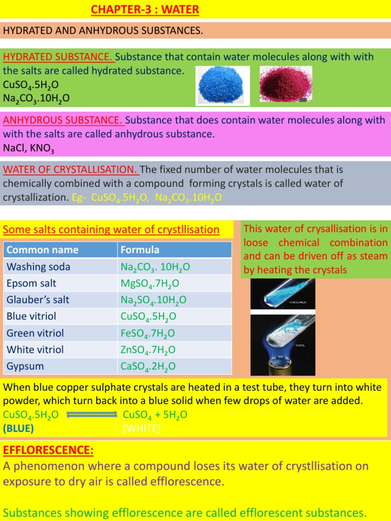 Hydrated and Anhydrous Substances | PDF | Solution | Water