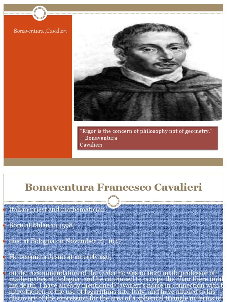 Bonaventura, Cavalieri: "Rigor Is The Concern of Philosophy Not of ...