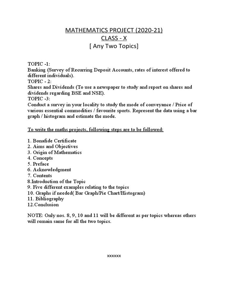Mathematics Project For Class X | PDF