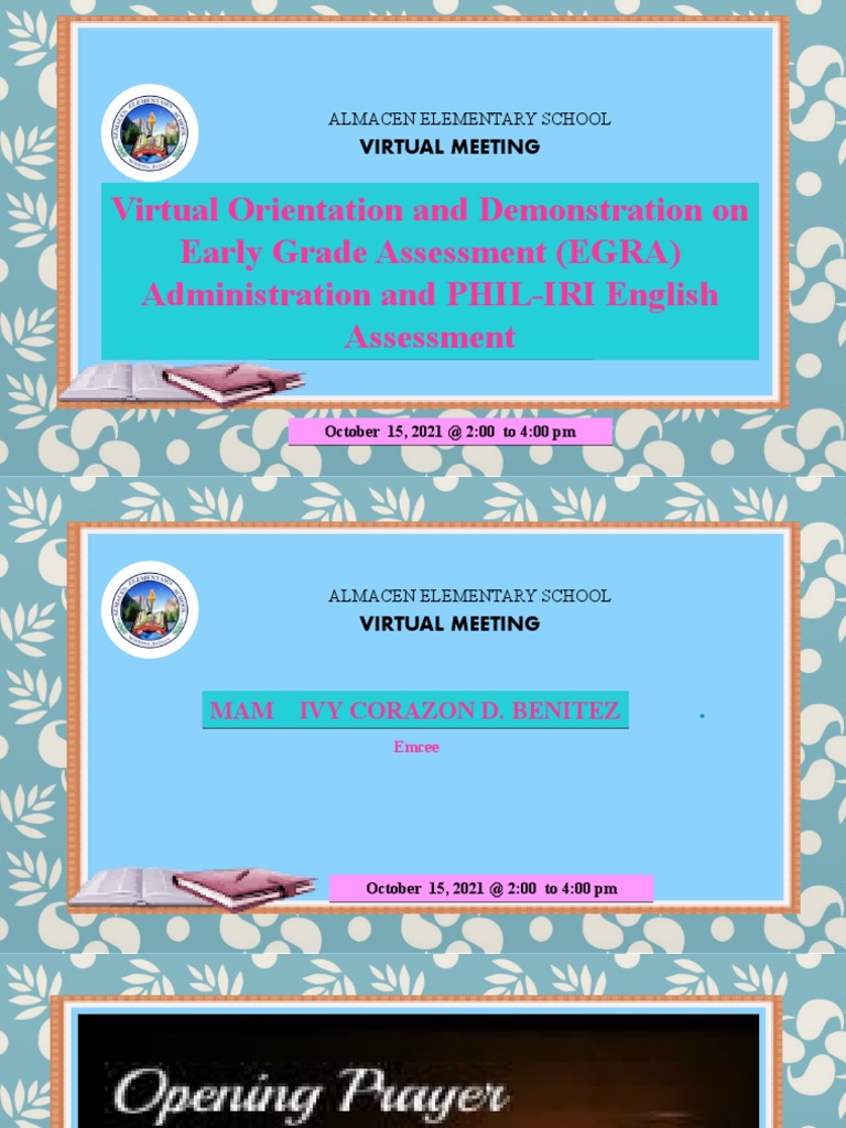 Virtual Orientation and Demonstration On Early Grade Assessment (EGRA ...