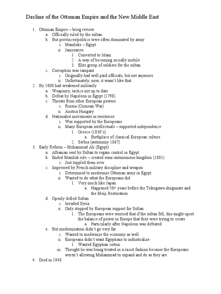 Ottoman Decline and Middle East Changes | PDF | Ottoman Empire | Egypt