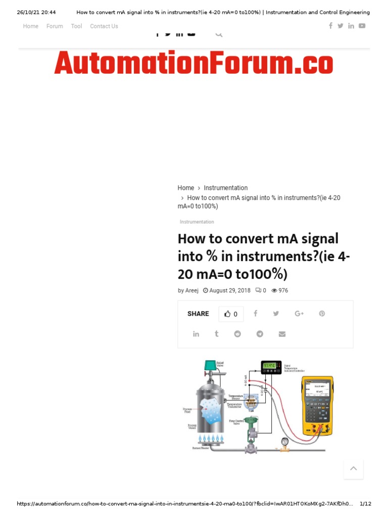 How To Convert Ma Signal Into % in Instruments - (Ie 4-20 | PDF ...