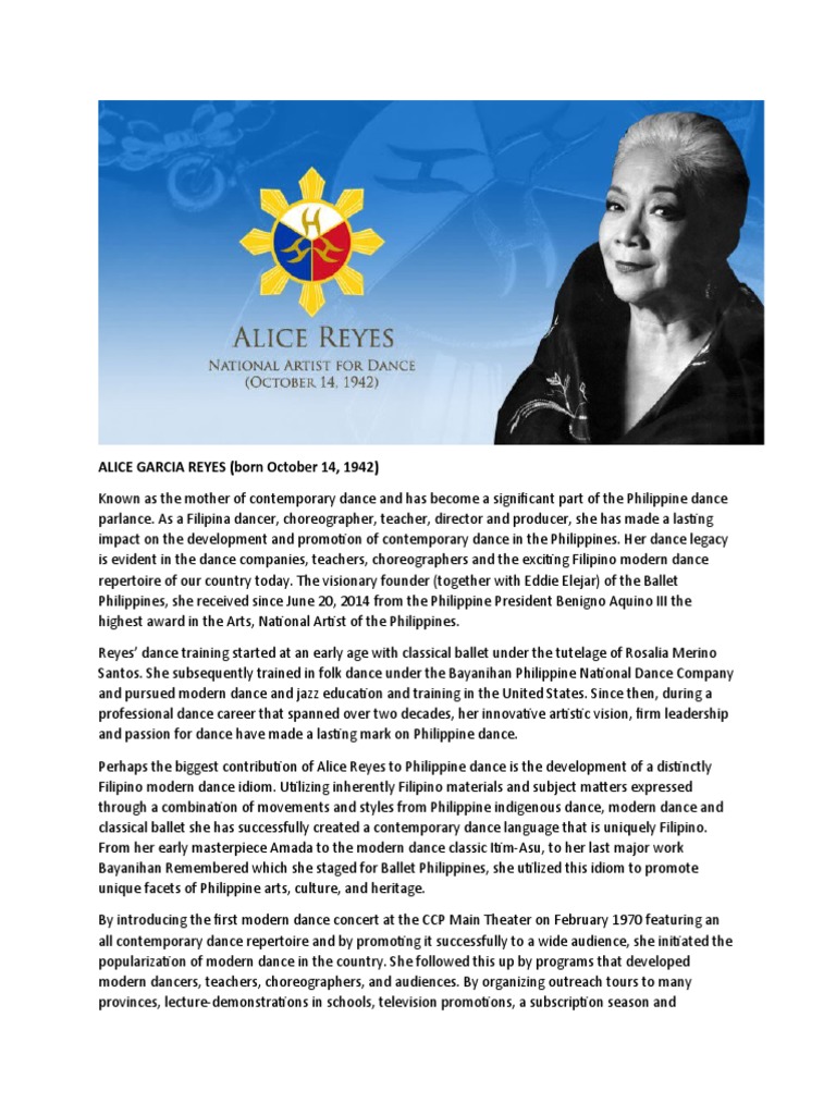 Alice Reyes | PDF | Dances | Philippines