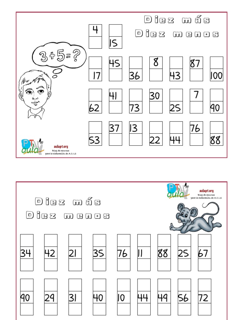 Diez Más Diez Menos 1 2 | PDF