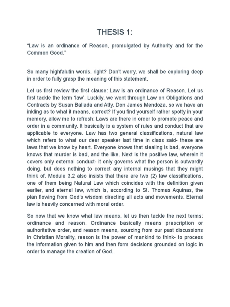Thesis # 1 | PDF | Reason | Natural Law