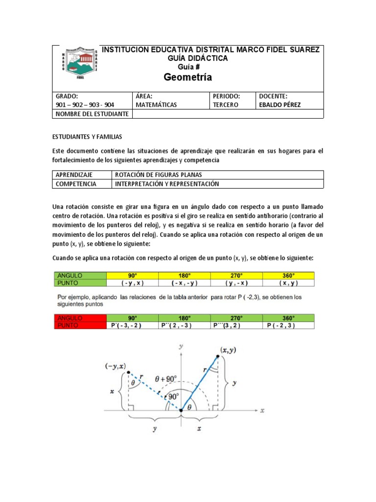 Rotaciones en El Plano-1 | PDF | Rotación | Geometría Elemental