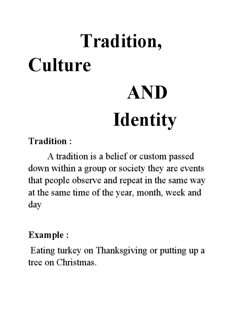 Tradition, Culture and Identity | PDF
