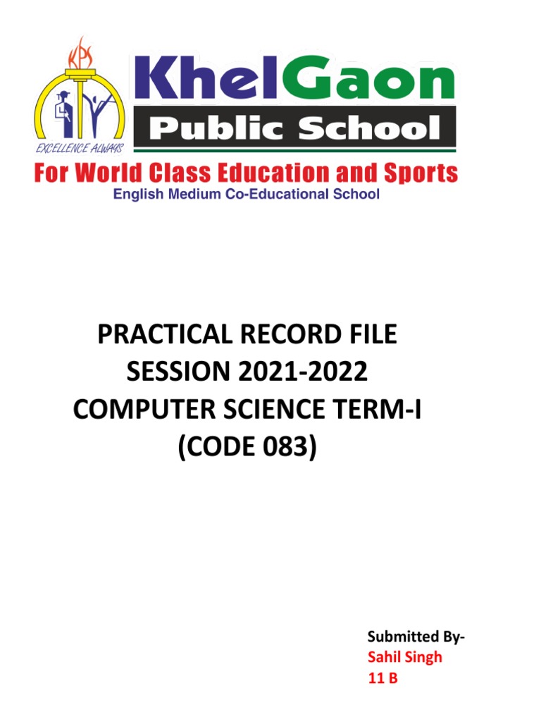 Cover Page Index Practical Record File Class Xi | PDF