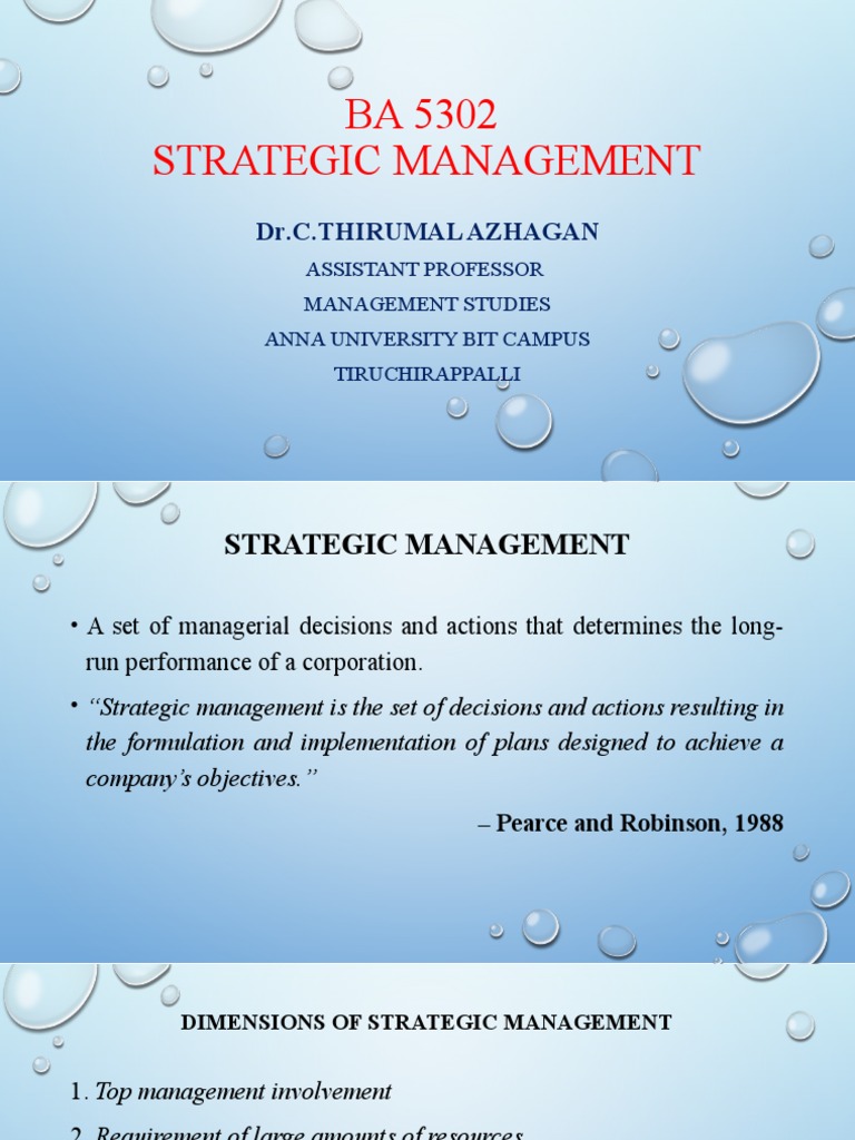 Strategic Management Unit 1 | PDF | Goal | Strategic Management