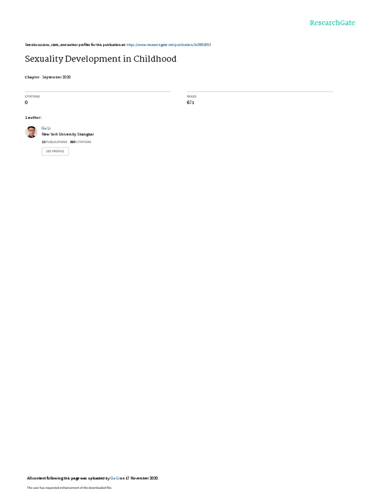 Sexuality Development in Childhood: September 2020 | PDF | Sexual ...