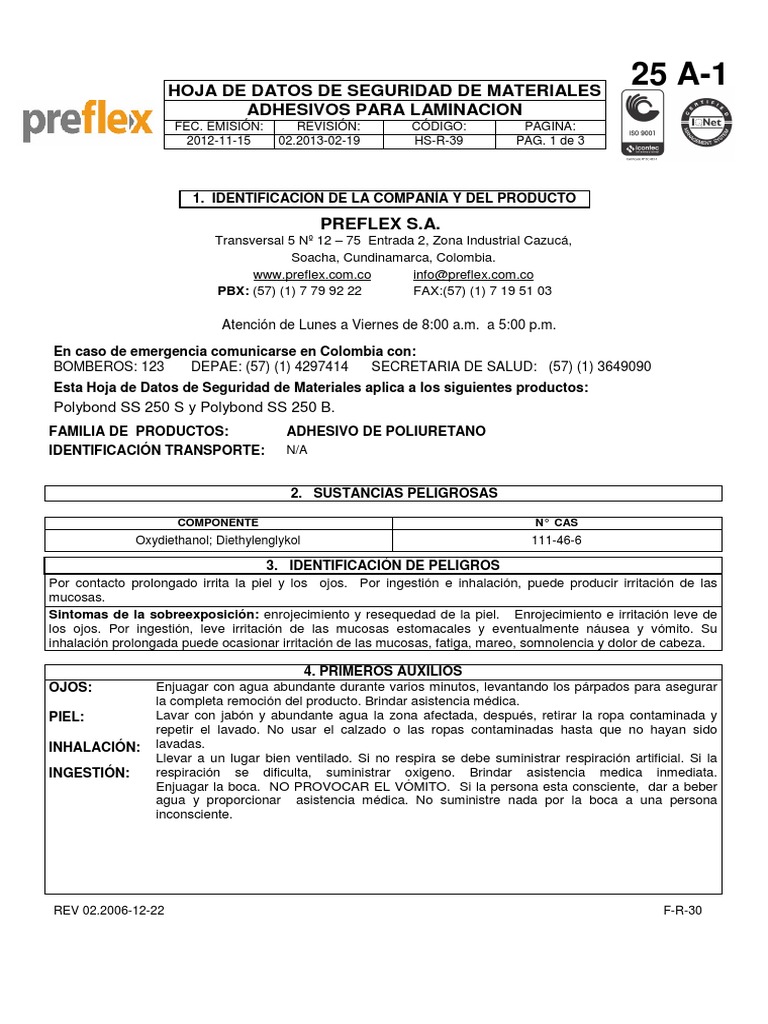 Fam 25 - Polybond SS 250 S Polybond SS 250 B | PDF | Agua
