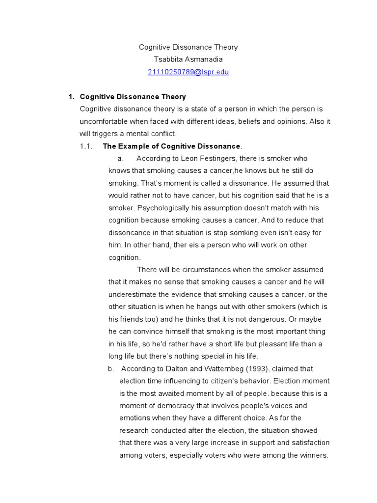 Cognitive Dissonance Theory | PDF | Psychological Concepts | Cognition