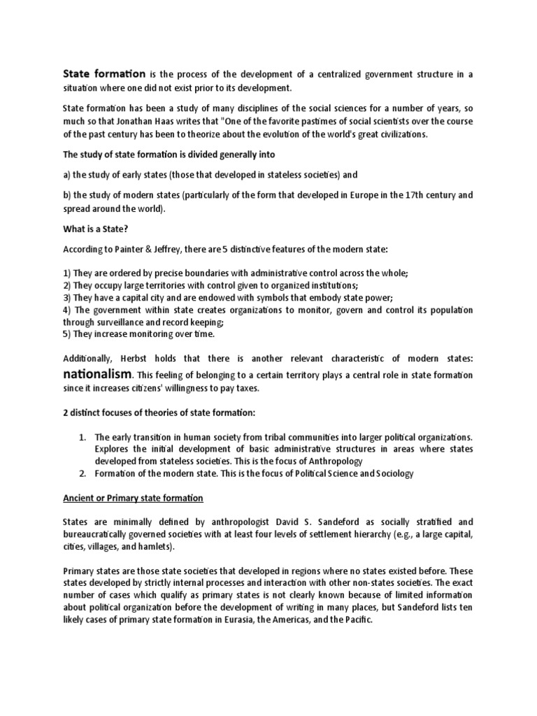 State Formation: Nationalism | PDF | State (Polity) | Political Science