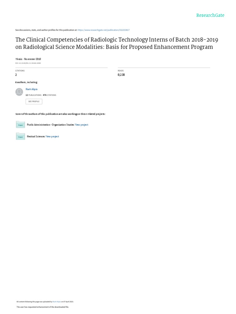 The Clinical Competencies of Radiologic Technology Interns of Batch ...