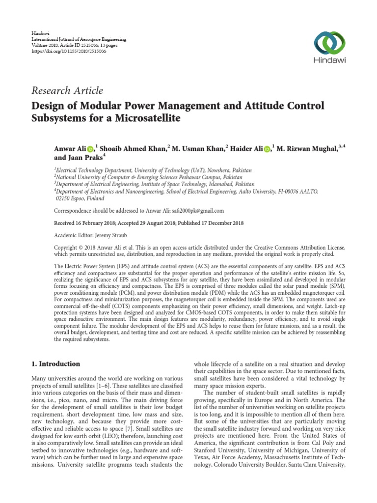 Design of Modular Power Management and Attitude Control | PDF ...