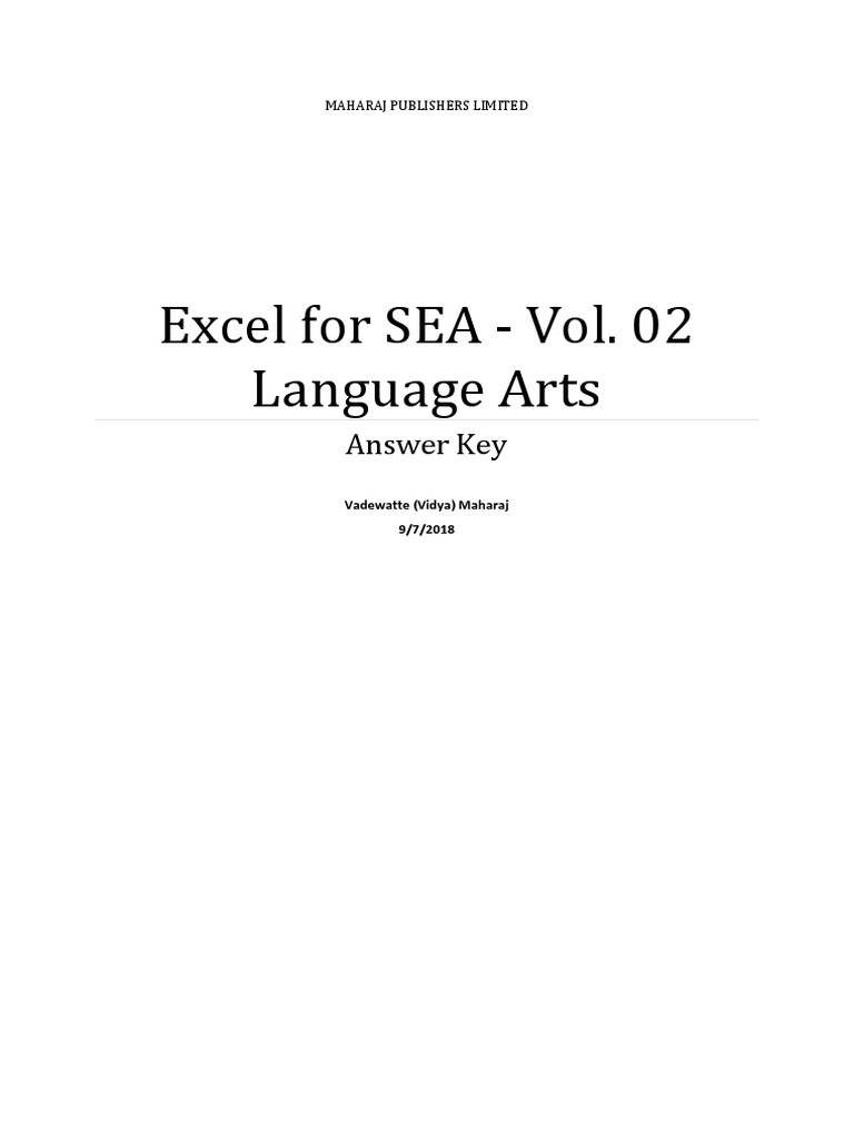 Excel For Sea - Vol 02 - Language Arts Answer Key | PDF | Tropical ...